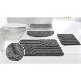 Badematte OTTO HOME "Sanremo Scandi, Badvorleger, Badezimmer Teppich, Duschvorleger" Gr. 4, grau (anthrazit), H:20mm, Polyester, Badematten, Badematte, Badteppich, Uni Farben, Hoch-Tief-Effekt, modernes Muster, Boho