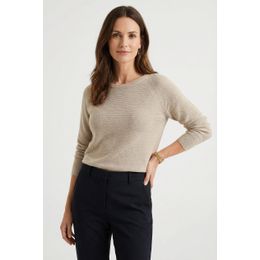 Strickpullover Cinque "CIELLA_LS", Damen, Gr. XXL (44), beige, Strick, Obermaterial: 100% Baumwolle, unifarben, regular fit normal, Rundhals, abgesteppte Kante, Pullover Strickpullover, Rundhalsausschnitt, Regular Fit