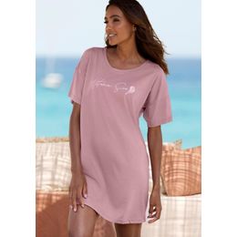 Sleepshirt Vivance Dreams, Damen, Gr. 48/50, N-Gr, lila (mauve), Single Jersey, Obermaterial: 60% Baumwolle, 40% Polyester, bedruckt, unifarben, bequem ca. Mitte Oberschenkel, Rundhals, abgesteppt, Kleider Sleepshirt, mit sch&ouml;nem Frontprint, Topseller