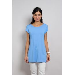 Longshirt Seidel Moden, Damen, Gr. 38, hellblau, Jersey, Obermaterial: 94% Viskose, 6% Elasthan, normal Po-bedeckend, Rundhals, angeschnitten abgesteppte Kante, Shirts Longshirt, MADE IN GERMANY, Topseller