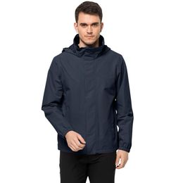Regenjacke Jack Wolfskin "STORMY POINT 2L JKT M", Herren, Gr. 3XL, blau (dunkelblau), Web, Obermaterial: 100% Polyester, hoch geschlossener Ausschnitt, B&uuml;ndchen, Jacken Regenjacke