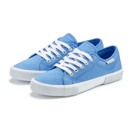 Sneaker Lascana, Damen, Gr. 42, hellblau, Obermaterial: 100% Textilmaterial. Decksohle: 100% Textilmaterial. Futter: 100% Textilmaterial. Laufsohle: 100% Synthetik, unifarben, Basic, Schuhe Sneaker, aus Textil, Schn&uuml;rhalbschuh, Freizeitschuh, Turnschuh