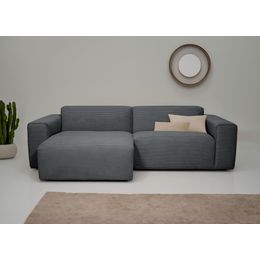 Ecksofa OTTO HOME "Clayton Breite 247 cm, L-form", grau, B:247cm H:70cm T:141cm, 100% Polyester, Sofas, Ecksofa, in einem trendigen Cord-Bezug, verschiedene Kombinationen verf&uuml;gbar