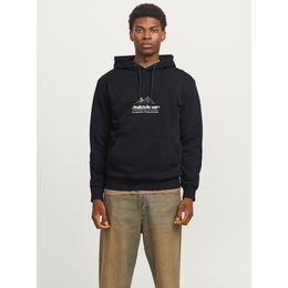 Jack & Jones Kapuzensweatshirt JACK & JONES "JCOLIMA LOGO SWEAT HOOD BF", Herren, Gr. S, schwarz, angeraute Sweatware, Obermaterial: 70% Baumwolle, 30% Polyester, unifarben, loose fit, Rundhals, Rippb&uuml;ndchen, Sweatshirts Kapuzensweatshirt