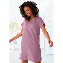 Bigshirt Vivance Dreams, Damen, Gr. 32/34, lila (mauve), Single Jersey, Obermaterial: 100% Baumwolle, Basic, bequem mini, Rundhals, Shirts Bigshirt, mit Frontdruck, Topseller