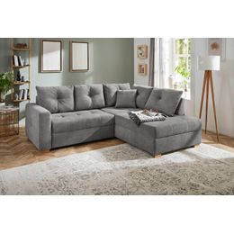 Jockenh&ouml;fer Ecksofa JOCKENH&Ouml;FER GRUPPE "Heidelberg L-Form, B: 228 cm", grau (dunkelgrau), B:228cm T:99cm, Korpus: 100% Polyester;Kissen: 100% Polyester, Sofas, Ecksofa, mit Bettfunktion, Bettkasten & Zierkissen