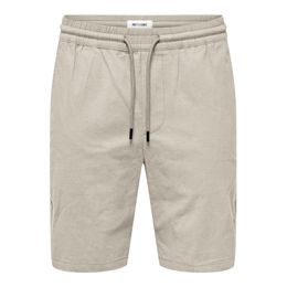 Only & Sons Chinoshorts ONLY & SONS "ONSCAPRI SLIM SLUB CHINO SHORTS OTL", Damen, Gr. L, N-Gr, beige (silber lining), Web, Obermaterial: 98% Baumwolle, 2% Elasthan, unifarben, slim fit knielang, Hosen Chinoshorts