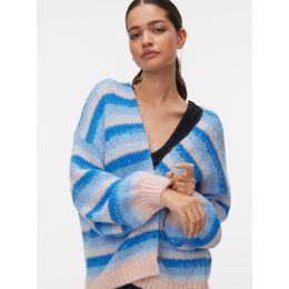 V&eacute;ro Moda Strickjacke VERO MODA "VMMAYBE STRIPE LS OPEN CARDIGAN NOOS", Damen, Gr. XL, cashmere blau stripes:with nebulas blau, alaskan blau, chintz rose, brunnera blau, Strick, Obermaterial: 100% Polyester, geringelt, gestreift, loose fit h&uuml;ftbedeckend, V-Ausschnitt, weit Strickb&uuml;ndchen, Strickjacken Strickjacke, Kunstfaser, loose fit