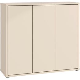 Schuhschrank FORTE "Alice Springs, Schuhschrank, Platz f&uuml;r 20 Paar Schuhe, 3 T&uuml;ren", beige (sand), B:109,2cm H:99,1cm T:34,9cm, Holzwerkstoff, Schr&auml;nke, Schuhschrank, Stauraumschrank, Mehrzweckschrank, grifflose Front, Push to open