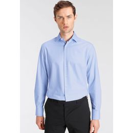 Businesshemd OLYMP "Luxor modern fit", Herren, Gr. 40, N-Gr, blau (bleu), Web, Obermaterial: 64% Baumwolle, 27% Polyester, 9% Elasthan, Hemden Businesshemd, Comfort Stretch, Climate Control