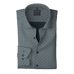 Langarmhemd OLYMP "Luxor", Herren, Gr. 47, N-Gr, marine, Web, Obermaterial: 64% Baumwolle, 27% Polyester, 9% Elasthan, comfort fit normal, 2-Knopf-Manschette, Hemden Langarmhemd, Climate Control, Businesshemd, comfort fit, New-Kentkragen