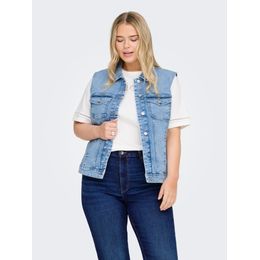 Jeansweste Only CARMAKOMA "CARWESPA WEST DNM PIM619 NOOS", Damen, Gr. 52, blau (light blau denim), Denim/Jeans, Obermaterial: 79% Baumwolle, 20% Polyester, 1% Elasthan, unifarben, regular fit normal, Westen Jeansweste