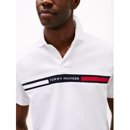 Poloshirt Tommy Hilfiger "HILFIGER CHEST INSERT REG POLO", Herren, Gr. S, wei&szlig;, Piqu&eacute;, Obermaterial: 96% Baumwolle, 4% Elasthan, regular fit, Rippb&uuml;ndchen, Shirts Poloshirt