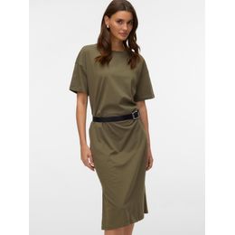 V&eacute;ro Moda Shirtkleid VERO MODA "VMMOLLY SS OVERSIZE CALF DRESS NOOS", Damen, Gr. L, N-Gr, kalamata, Single Jersey, Obermaterial: 100% Baumwolle, unifarben, regular fit lang, Rundhals, Kleider Shirtkleid, Baumwolle, regular fit