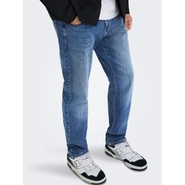 Only & Sons Regular-fit-Jeans ONLY & SONS "ONSWEFT REG. MB 6755 MAT DNM NOOS", Herren, Gr. 34, L&auml;nge 34, medium blau denim, Denim/Jeans, Obermaterial: 98% Baumwolle, 2% Elasthan, Abriebeffekte, regular fit lang, Jeans Regular-fit-Jeans, Baumwollmischung, regular fit