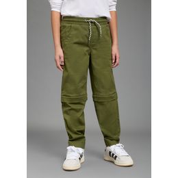 Webhose Kidsworld "2 in1 Hose, Zip-Away Hose f&uuml;r Jungen", Jungen, Gr. 98, N-Gr, khaki, Twill, Obermaterial: 98% Baumwolle, 2% Elasthan, unifarben, Basic lang, Hosen Webhose, aus lang macht kurz, 2in1 Hose, gerade Beinform, mit Gummizug