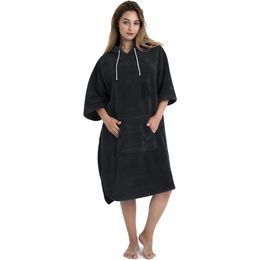 Badeponcho OTTO HOME "Lillou, Surfponcho ideal f&uuml;r Sauna, Spa & im Urlaub" Gr. XXL, grau (anthrazit), L:130cm, Microfaser, Hausm&auml;ntel, Badeponcho, weich und kuschelig, pl&uuml;sch, Fleece, Unisex, f&uuml;r Damen und Herren