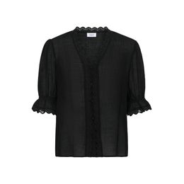 Kurzarmbluse Saint Tropez "KristelSZ Shirt", Damen, Gr. L, schwarz, Web, Obermaterial: 80% Viskose, 20% Polyacryl, unifarben, normal, V-Ausschnitt, Blusen Kurzarmbluse