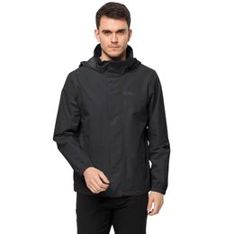 Regenjacke Jack Wolfskin "STORMY POINT 2L JKT M", Herren, Gr. S, schwarz, Web, Obermaterial: 100% Polyester, hoch geschlossener Ausschnitt, B&uuml;ndchen, Jacken Regenjacke