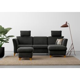 Ecksofa Home Affaire "Trelleborg L-Form", grau (anthrazit), B:249cm H:86cm T:162cm, 95% Polyester, 5% Polyamid, Sofas, Ecksofa, wahlweise mit Bettfunktion und Bettkasten, inkl. Federkern-Polsterung