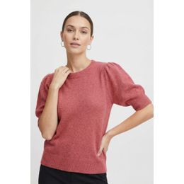 Strickpullover Only "ONLRICA LIFE 2/4 PULLOVER KNT NOOS", Damen, Gr. S, mineral rot detail:melange, Strick, Obermaterial: 93% Polyester, 4% Nylon, 3% Elasthan, meliert, regular fit h&uuml;ftlang, Rundhals, Rippb&uuml;ndchen, Pullover Strickpullover, Materialmix