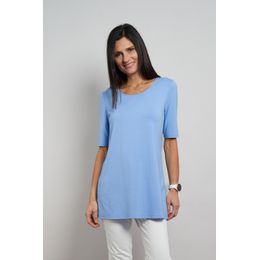 Longshirt Seidel Moden "Otto exclusiv", Damen, Gr. 52, hellblau, Jersey, Obermaterial: 94% Viskose, 6% Elasthan, unifarben, normal Po-bedeckend, Rundhals, Shirts Longshirt, Halbarm Shirt - mit Viskose- MADE IN GERMANY, Topseller