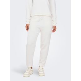 Sweathose Only Play "ONPLOUNGE HW SWEAT PNT - NOOS", Damen, Gr. M (38), N-Gr, wei&szlig; (cloud dancer), Sweatware, Obermaterial: 80% Polyester, 15% Viskose, 5% Elasthan, unifarben, regular fit kn&ouml;chellang, Hosen Sweathose, mit Kordelzug