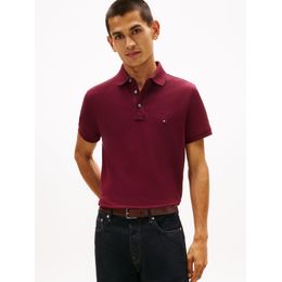 Poloshirt Tommy Hilfiger "1985 SLIM POLO mit Piqu&eacute;-Struktur und Stickerei", Herren, Gr. L, rot (deep rouge), Piqu&eacute;, Obermaterial: 96% Baumwolle, 4% Elasthan, Basic, slim fit, eingesetzt B&uuml;ndchen, Shirts Poloshirt, meliert, casual, slim fit, Baumwollmix, Polokragen