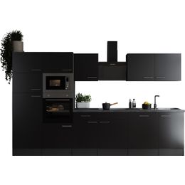 K&uuml;chenzeile respekta "Oliver", k&uuml;che: schwarz, front: schwarz, korpus: grau matt, arbeitsplatte: granit optik, B:340cm H:205cm T:60cm, Komplettk&uuml;chen-Sets, K&uuml;chenzeile, Breite 340 cm, 90 cm Arbeitsh&ouml;he, in exklusiver Konfiguration f&uuml;r OTTO