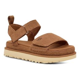UGG Australia Riemchensandale UGG "W GOLDENSTAR", Damen, Gr. 12 (43), braun (chestnut), Veloursleder, Schuhe Riemchensandale, Plateausandale, Sandalette mit zwei Klettverschl&uuml;ssen
