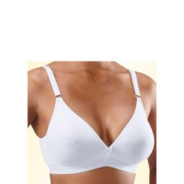 Bralette-BH Petite Fleur, Damen, Gr. 70, Cup A, schwarz-wei&szlig; (2xwei&szlig;, 1xschwarz), Jersey, Obermaterial: 75% Baumwolle, 15% Elasthan, 10% Polyester, Basic, BHs Bralette-BH, ohne B&uuml;gel im Triangel-Schnitt aus sch&ouml;ner Baumwolle
