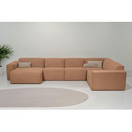 Wohnlandschaft OTTO HOME "Clayton Breite 371 cm, U-Form", braun (light braun), B:371cm H:70cm T:220cm, 100% Polyester, Sofas, Wohnlandschaft, in einem trendigen Cord-Bezug, verschiedene Kombinationen verf&uuml;gbar