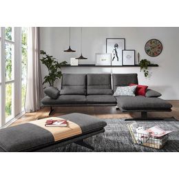 Ecksofa W.Schillig "broadway, Designsofa mit tollem Sitzkomfort", grau (anthrazit s22), B:291cm H:94cm T:164cm, Flachgewebe S22 (100% Polyester), Sofas, Ecksofa, Sitztiefenverstellung, Kopfteil- & Seitenteilverstellung, Breite 291cm