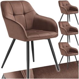 TecTake&reg; Esszimmerstuhl, gepolstert, in Samtoptik, gesteppt, schlanke Stahlbeine, 58 x 62 x 82 cm