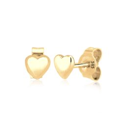 Paar Ohrstecker Elli Premium "Ohrringe Herz Liebe Geschenkidee 585 Gelbgold" Gr. 4, gold, Ohrringe, Damen, ohne Stein, Gelbgold 585, Paar Ohrstecker