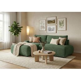 Ecksofa Trendmanufaktur "Fordon II, Schlafsofa mit Bettkasten, Couch in L-Form, Breite 250 cm", gr&uuml;n (dunkelgr&uuml;n), B:250cm H:82cm T:167cm, 92% Polyester, 8% Polyamide, Sofas, Ecksofa, in Cordstoff HYPER, dunkelgr&uuml;n, Armlehne links