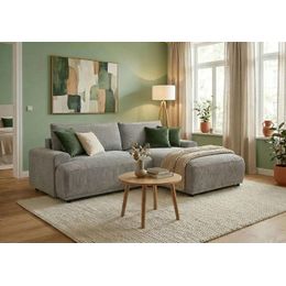 Ecksofa Trendmanufaktur "Fordon, Schlafsofa mit Bettkasten, Couch in L-Form, Breite 250 cm", blau (betongrau), B:250cm H:82cm T:167cm, 92% Polyester, 8% Polyamide, Sofas, Ecksofa, in Cordstoff HYPER, betongrau, Recamiere rechts