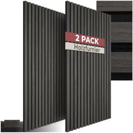 TecTake&reg; Akustikpaneele, Holzoptik in Eiche schwarz, MDF und Echtholzfurnier, je 60 x 120 x 2,1 cm, Gr&ouml;&szlig;e flexibel anpassbar