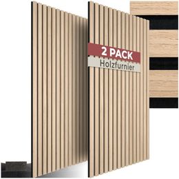 TecTake&reg; Akustikpaneele, Holzoptik in Eiche hell, MDF und Echtholzfurnier, je 60 x 120 x 2,1 cm, Gr&ouml;&szlig;e flexibel anpassbar