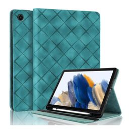 Wigento F&uuml;r Samsung Galaxy Tab A9 Plus Rhombus Muster Kunstleder Tasche Gr&uuml;n
