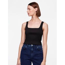 Ripptanktop Pieces "PCNUKISA CROPPED TANK TOP NOOS", Damen, Gr. XL, schwarz, Jersey, Obermaterial: 95% Baumwolle, 5% Elasthan, unifarben, slim fit, Tops Ripptanktop