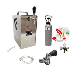 ich-zapfe Komplett Set Zapfanlage JET 30 Bierkoffer, Durchlaufk&uuml;hler 1-leitig Trockenk&uuml;hler, bis zu 35 Liter/h, Reinigungsset f&uuml;r Zapfanlage und Keg, Zapfkopf:Dreikant