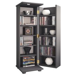 Media-Regal Vcm "Holz Schrank CD DVD Regal abschlie&szlig;bar Engalo L", schwarz (anthrazit), B:31cm T:31cm, Regale, Media-Regal