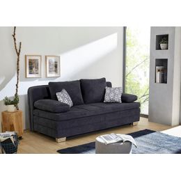 Jockenh&ouml;fer Schlafsofa JOCKENH&Ouml;FER GRUPPE "Lincoln, B: 203 cm, Liegefl. 160x203 cm, Dauerschl&auml;fer", blau (dunkelblau), B:203cm H:85cm T:106cm, Sofas, Schlafsofa, mit Bettfunktion, Bettkasten, Kaltschaumtopper & 2 Zierkissen