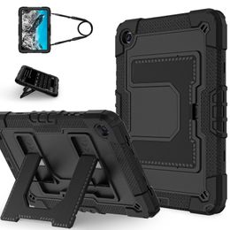 Wigento F&uuml;r Samsung Galaxy Tab A11 Plus Silikon Hybrid PC Holder H&uuml;lle Schwarz