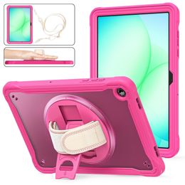 Wigento F&uuml;r Samsung Galaxy Tab A11 Plus 360 Grad Rotation Hybrid H&uuml;lle Rosa
