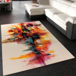 Teppich Paco Home "Canvas 752", bunt (mehrfarbig), B:160cm H:16mm L:230cm, Polypropylen, Teppiche, Teppich, Kurzflor, modernes Design, mit Arizona Leinwand Optik