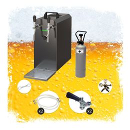 ich-zapfe Komplett Set - Zapfanlage STREAM 50 Bierkoffer, Bierzapfanlage, Durchlaufk&uuml;hler 2-leitig Trockenk&uuml;hler, bis zu 55 Liter/h - BLACK EDITION, Zapfkopf:5 Liter Adapter,Zapfkopf 2:Dreikant