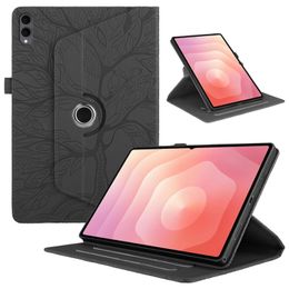 Wigento F&uuml;r Samsung Galaxy Tab S11 Ultra 360 Baum Kunstleder Tasche Schwarz