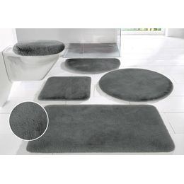 Badematte OTTO HOME "Rabbit Badematten, Badvorleger, Badezimmer Teppich" Gr. 5, grau (anthrazit), H:30mm, Polyester, Badematten, Badematte, Kaninchenfell-Haptik, Badteppich, rechteckig, rund & als 3-tlg. Set